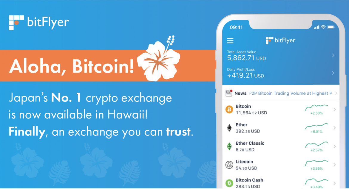 bitFlyer USA is now available in Hawaii! 🌺 - The bitFlyer Blog